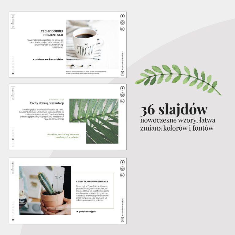 Nowoczesna prezentacja PowerPoint z elementami roślinnymi - Szablon